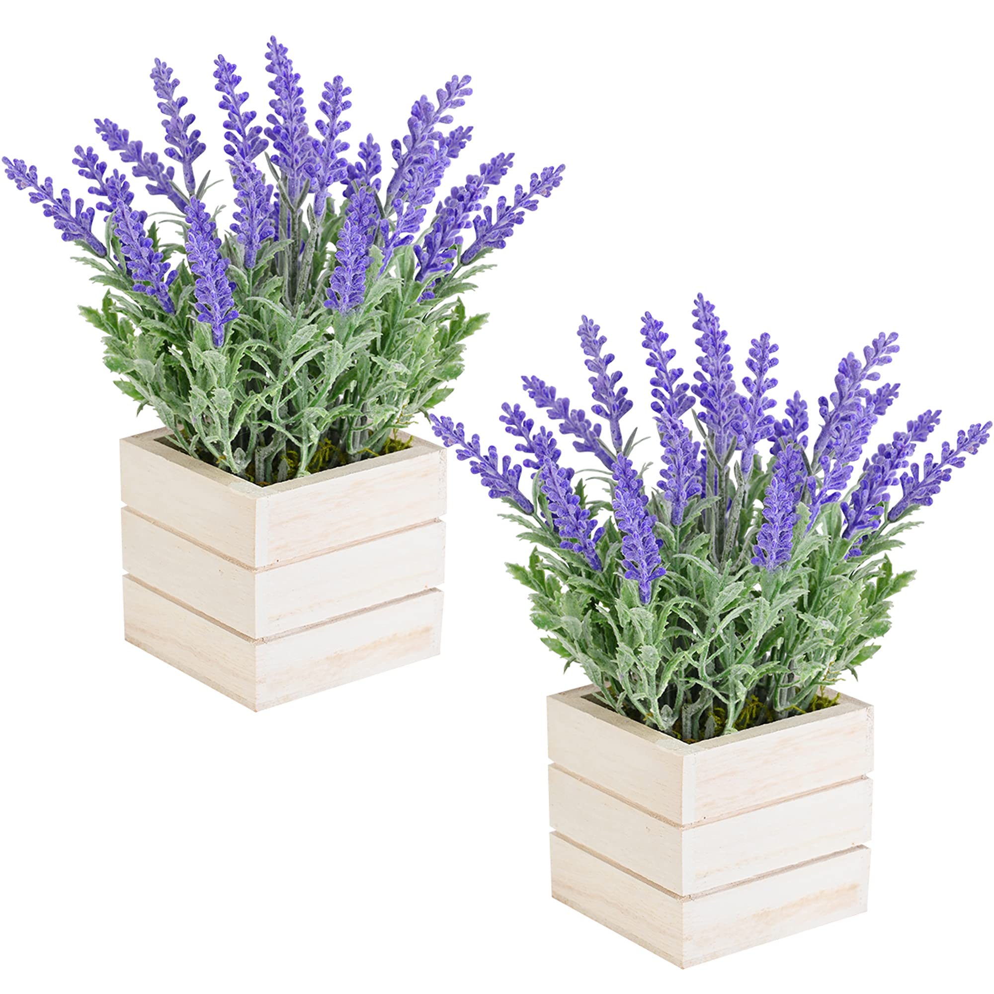 DDHS Artificial Lavender Flowers Potted Plant 2 Packs Spring Fake Plants for Farmhouse Home Kitchen Bedroom Decor Indoor Outdoor Wedding Garden Office Patio Decoration