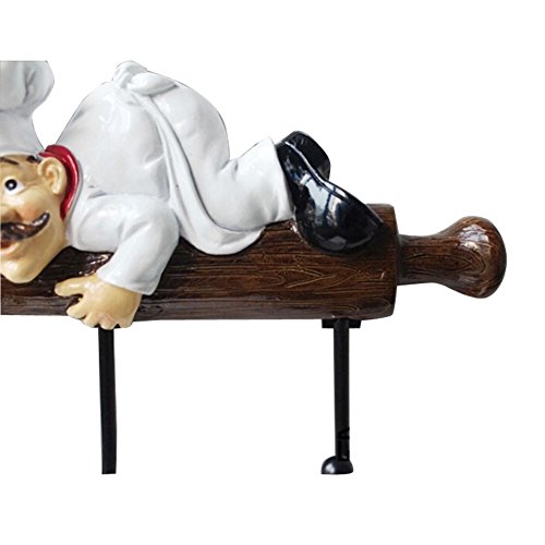 KiaoTime Fat Chef Decor Cute Home Kitchen Restaurant Bakery Decorative Chef with Bread Figurine Wall Hooks Oven Gloves/Hat/Cap/Coat/Apron Wall Mount Rack Hook Hanger