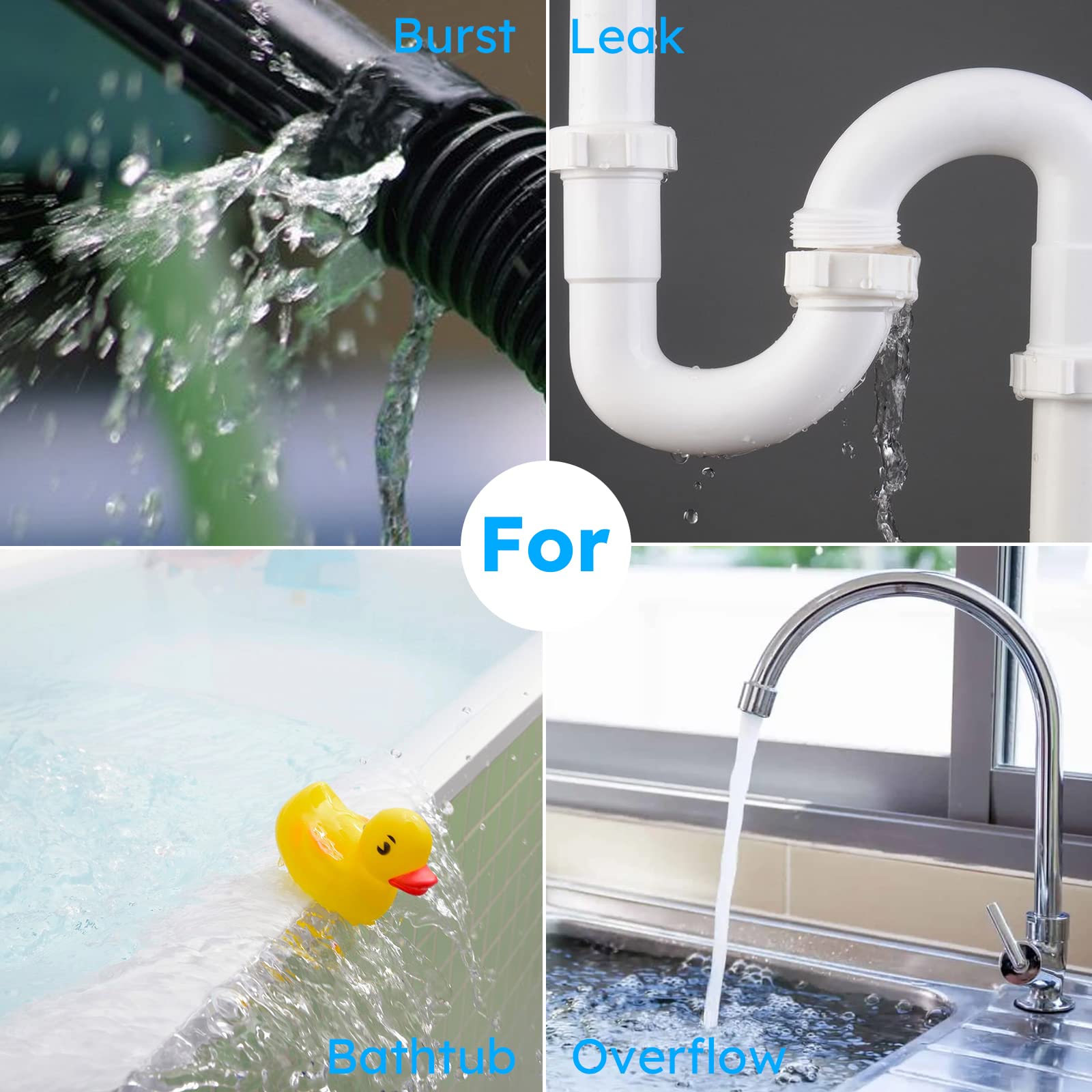 AGSHOME Water Detector Alarm, wifi Water Sensor 5-pack & Hub Kit,120db Alarm and App Alerts, Leak and Drip Alert , for Home, Basement (Not support 5G WIFI)