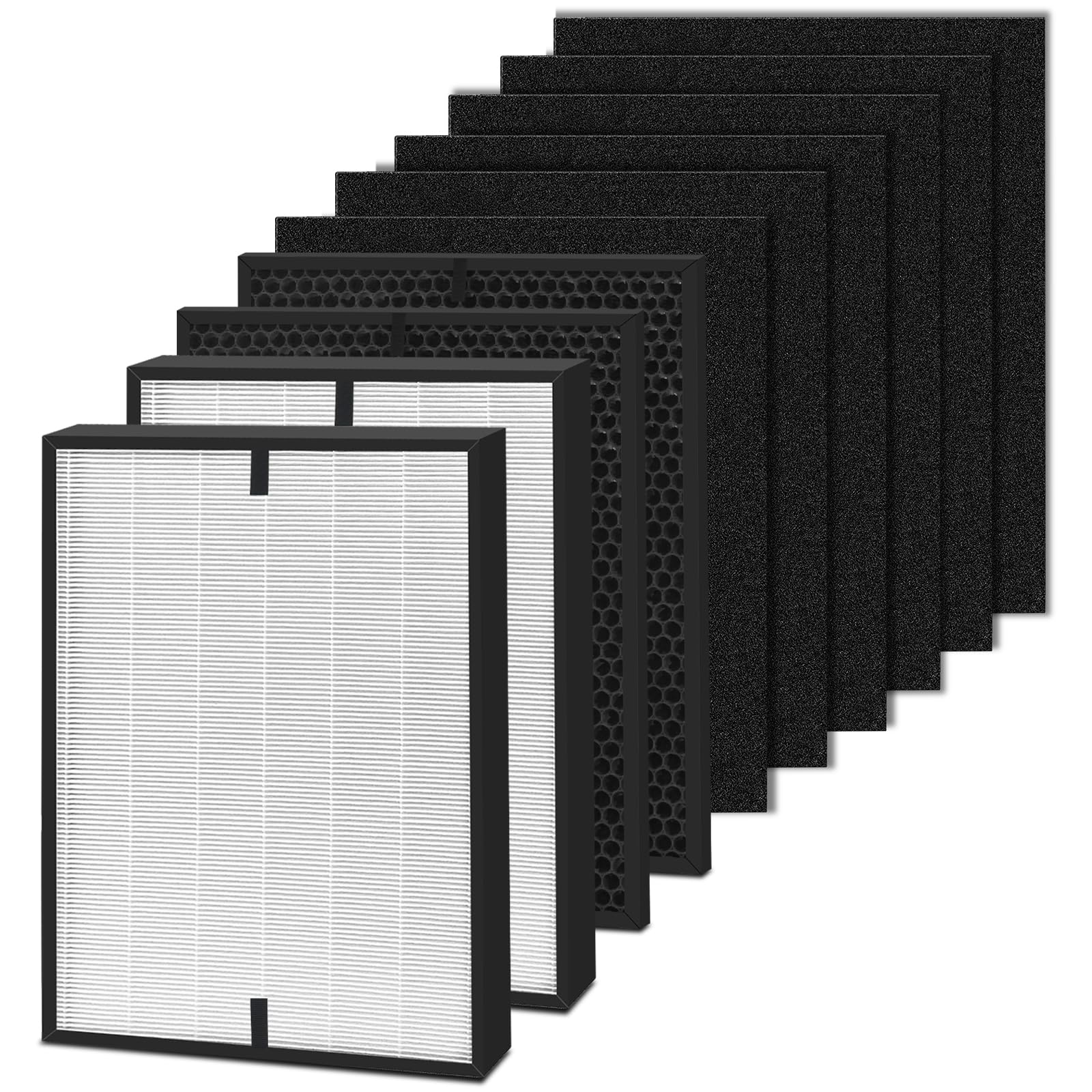 BEBEMOR 3000 Replacement Filter Compatible with 3000 3000M 3000Pro, 2 Filters, 2 Activated Carbon, 6 Extra Carbon Pre-Filters (10PCS)