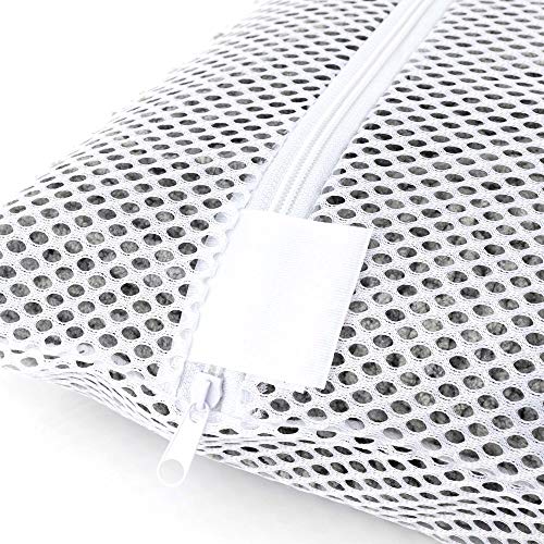 HANGERWORLD Professional Mesh Net Wash Laundry Bag with Zipper - For Socks Delicates and Baby Clothes - White, 24in x 17.5in
