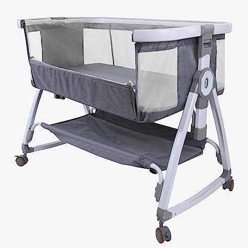 layjense Baby Bassinet Bedside Sleeper for Baby,Easy to Assemble Bassinets for Baby/Infants,Crib Easy Folding Portable Crib All mesh 2023 New