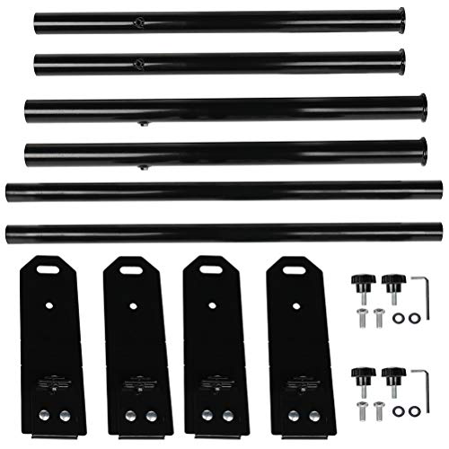 ECCPP Adjustable Van Ladder Rack Hightop 2 Bars Roof Rack fit for Chevy Express 2500 for Dodge for Ford E-250/350 for GMC Savana with Rain Gutters Heavy-Duty Steel Pickup Truck Ladder Rack
