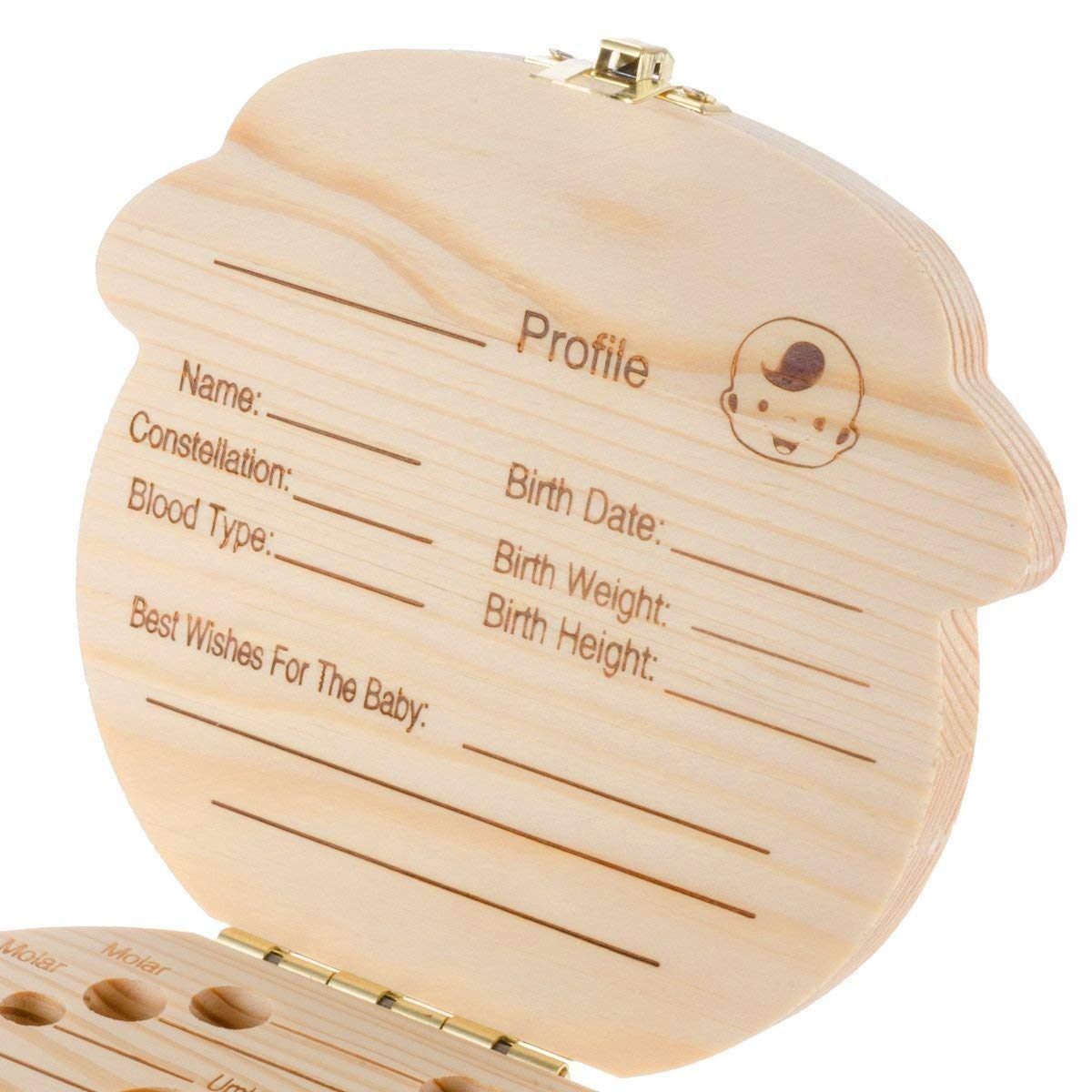 Aiky Wooden Baby Tooth Fairy Box Teeth Holder For Kids Lost Teeth Keepsake Save Collection (Boy)