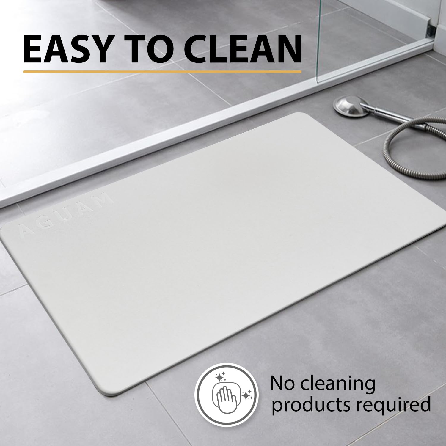 AGUAM- Large Stone Bath Mat Diatomaceous Earth Bath Mat Super Absorbent Diatomite Stone Bath Mats for Bathroom Quick-Drying Non-Slip Bath Stone Mat, Easy to Clean Stone Shower Mat (34 x 20) Off White