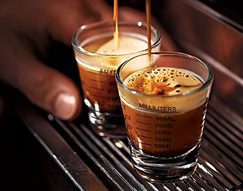 Shot Glasses Measuring cup Liquid Heavy Glass Wine Glass Espresso Shot Glass 26-Incremental Measurement 1oz, 6 Tsp, 2 Tbs, 30ml (2 pack-black 30ml)