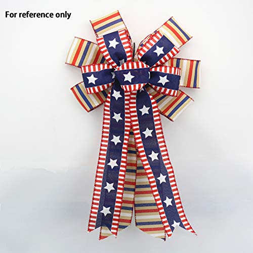 Red White Blue Stars and Stripes Wired Edge Ribbon, 10 Yards by 2.5 Inches (Style 2)