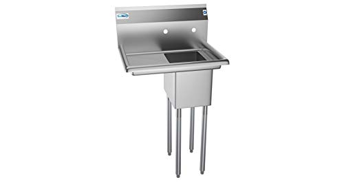 KoolMore 1 Compartment Stainless Steel Commercial Kitchen Prep & Utility Sink with Drainboard - Bowl Size 10" x 14" x 10", Silver, SA101410-12L3