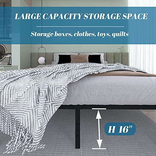 Chezisam 18" High California King Size Bed Frame Heavy Duty Metal Platform Bed Can Hold 3500lbs Cal King Mattress Base with Underbed Storage Space No Box Spring Needed