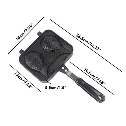 Hovico Taiyaki Japanese Fish-Shaped Pancake Double Pan, Waffle Cake Maker Pan Fish-Shaped Pancake Double Pan Mold for Home DIY Cooking Party Dessert