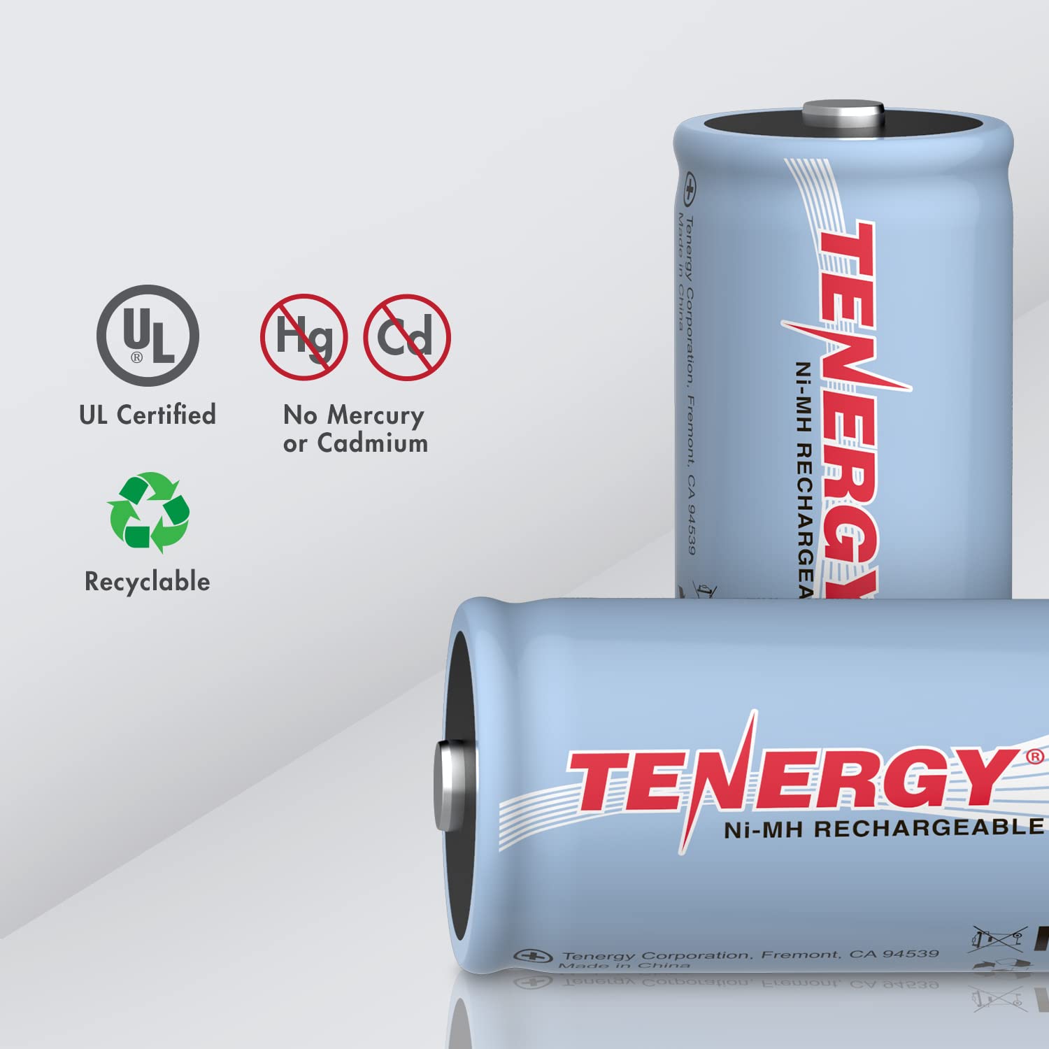 Tenergy T9688 Universal LCD Battery Charger + 8 Pack D Size 10000mAh NiMH Rechargeable Batteries UL Certified