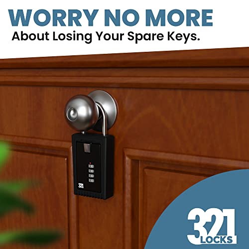 Key Lock Box LB-003 - Hide a Key Outside for Your House - Realtor, Spare Key, Contractor, Rental, Key Storage - Lockbox Combination Shackle Fence Mount, Door Knob Mount (1 Pack) (1)