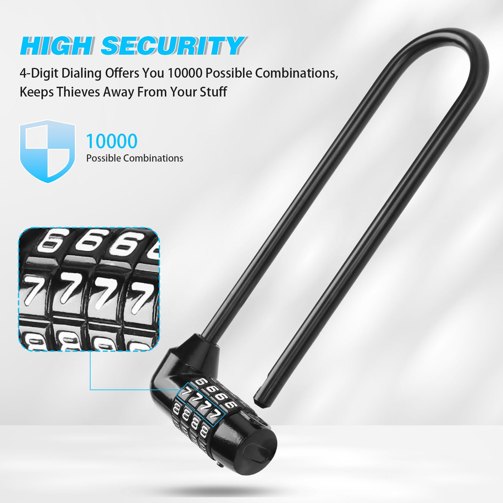 AOBOPLE 4 Digit Combination Padlock, 2 Pcs 6.3 Inch Long Shackle Combination Lock Heavy Duty Waterproof Combination Lock with Resettable Code for Bicycles, Motorcycles, School, Luggages, Gym