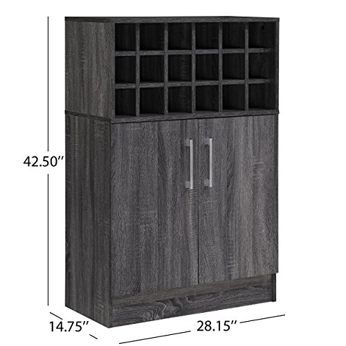 Christopher Knight Home Ridgecrest Mid-Century Modern Danish Styling Faux Wood Wine and Bar Cabinet, Sonoma Grey Oak