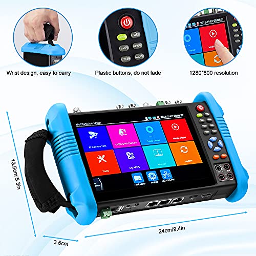 Wsdcam 7 Inch All in One IPS Touch Screen IP Camera Tester Security CCTV Tester Monitor with SDI/TVI/AHD/CVI/TDR/OPM/VFL/POE/4K H.265/1080p HDMI in&Out/Firmware Upgraded 9800MOVTSADH-Plus