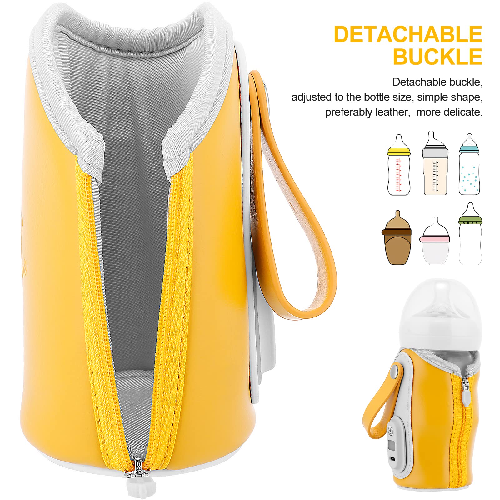 Baby Bottle Warmer, Baby Bottle Insulation Cover, Frequency Conversion Bottle Insulation Cover, Adjustable Handheld Buckle Milk Bottle Heating Cover with Temperature Control for Family Car Travel