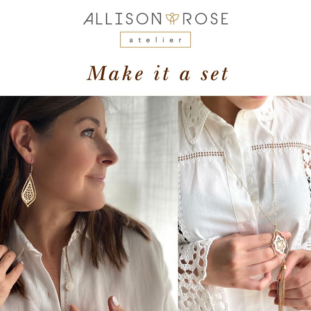 ALLISON ROSE ATELIER β Boho Filigree Two-Tone Dangle Earrings - Exquisite Handcrafted Jewelry for Boho Chic Style - Large Two Tone Worn Gold and Silver Plated Earring Set