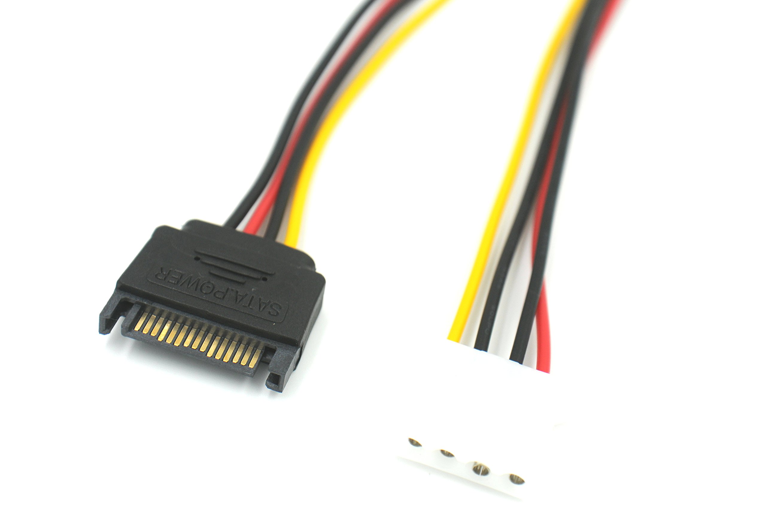 LIQUN SATA Power Adapter Cable 2Pack SATA 15-pin Male to 4-pin Molex Female Power Adapter Cable for IDE Hard Drive 0.66Ft/0.20m