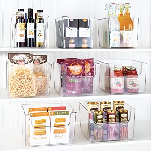 mDesign Modern Plastic Open Front Dip Storage Organizer Bin Basket for Kitchen Organization - Shelf, Cubby, Cabinet, Cupboard, and Pantry Organizing Decor - Ligne Collection - 2 Pack - Clear
