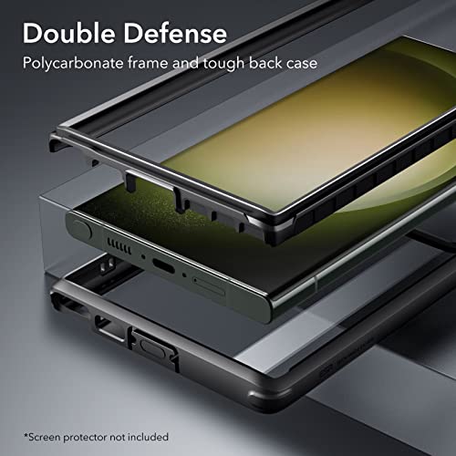 ESR for Samsung Galaxy S23 Ultra Case, S23 Ultra Phone Case with Frame, Built-in Camera Ring Stand, Exceeds Military-Grade Protection, Case for Samsung S23 Ultra, Shock Armor Kickstand, Clear Black