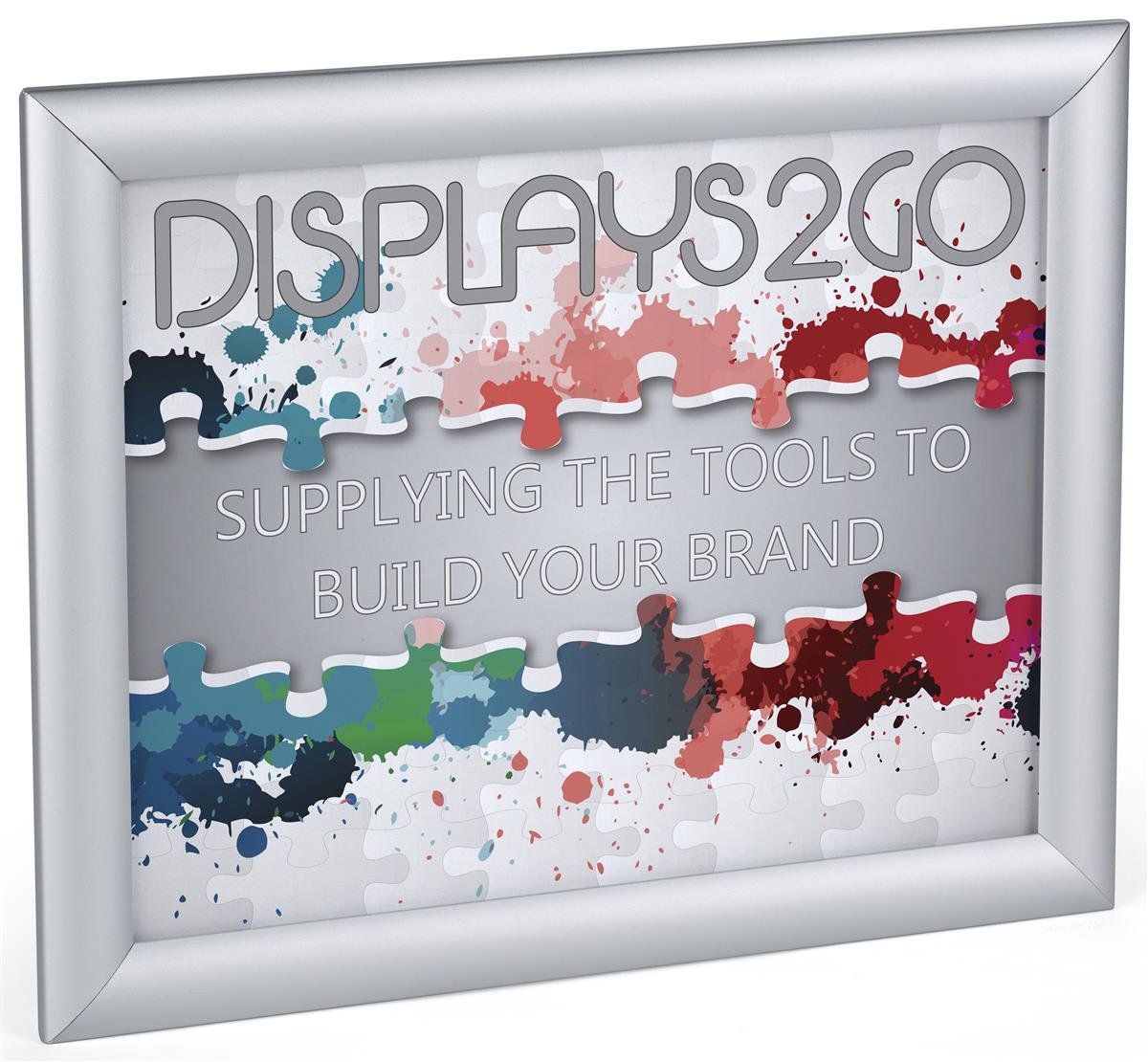 Displays2go Snap Open Sign Holder Frame, 8.5 x 11 Inch, Wall Mount or Tabletop, Silver Aluminum (WSNF8511SV)