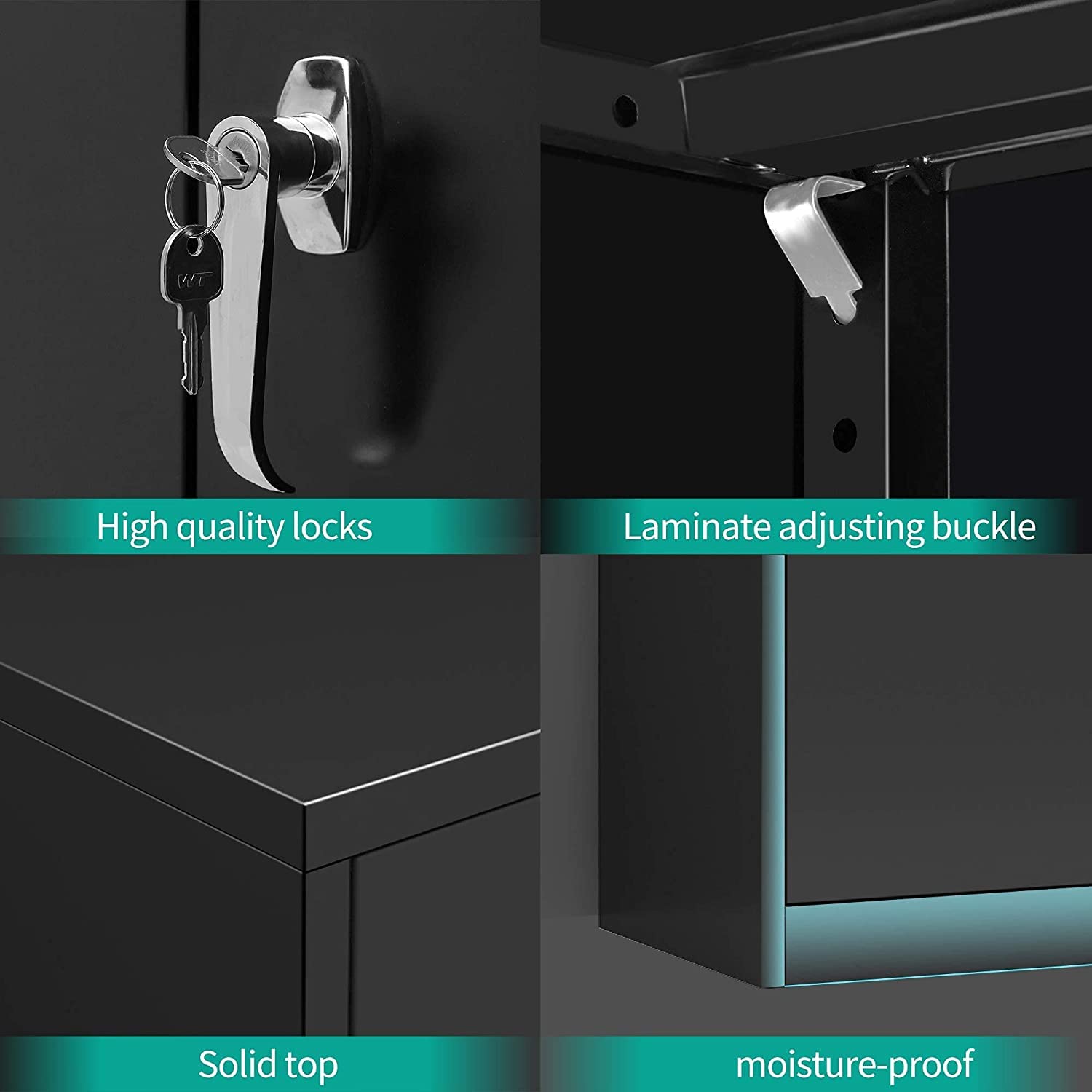 Aobabo 72 Inch Tall 2 Door Durable Locking Metal Storage Cabinet Organizer with 4 Adjustable Shelves and 2 Keys for Garages and Offices, Black