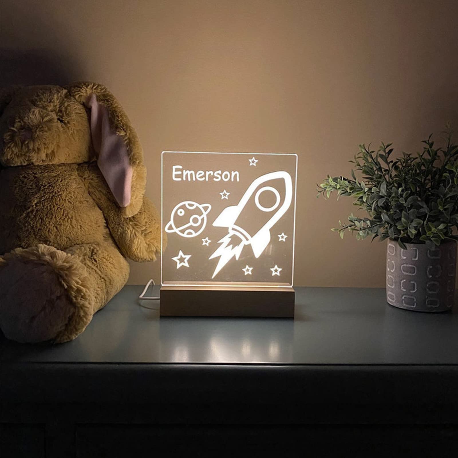 chopie Rocket Night Light,Personalized Night Light,Space Ship Night Light,Kids Bedroom,Nursery Night Light,Gift for Son,Creative Kids Bedroom Bedside Lamp Decoration Best Gifts for Boys & Girls