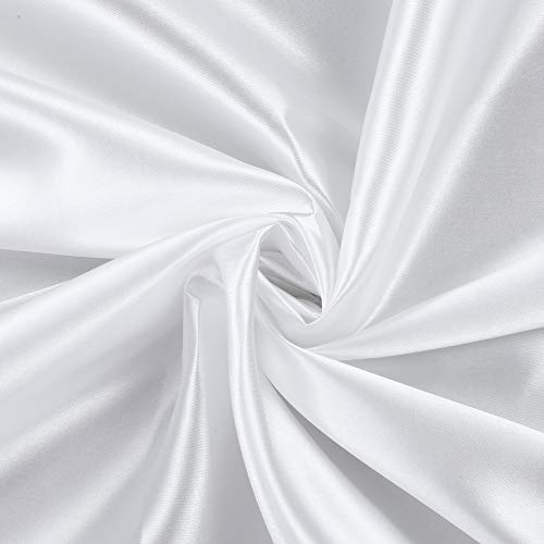 MDS Pack of 5 Yard Charmeuse Bridal Solid Satin Fabric for Wedding Dress Fashion Crafts Costumes Decorations Silky Satin 44β- White