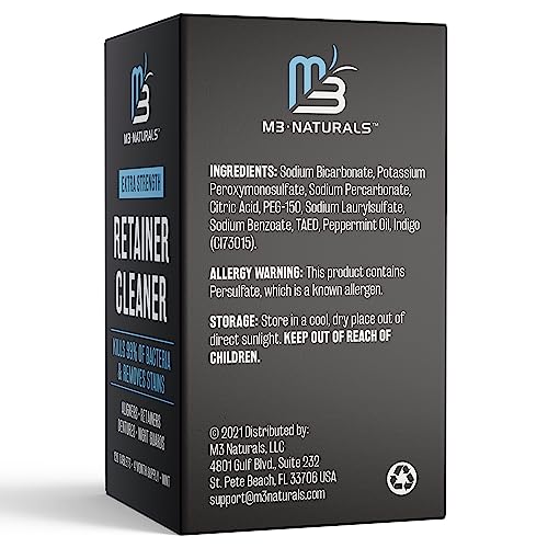 Retainer Cleaner Tablets Invisalign Cleaner - FSA HSA Approved - Remove Odors Discoloration Stains and Plaque 4 Month Supply Denture Cleaner for Retainers and Mouth Guards Denture Bath Fresh Mint