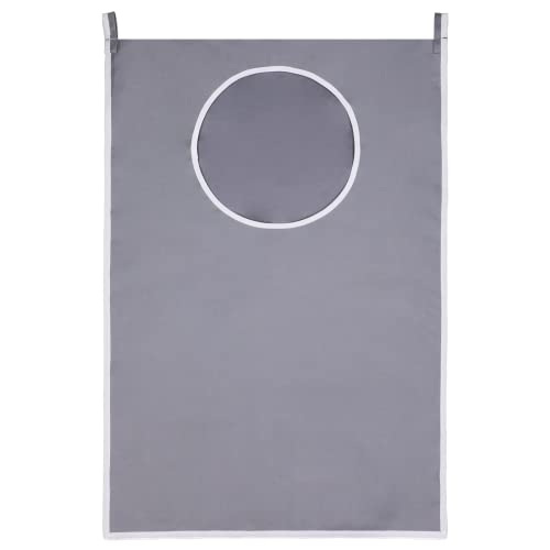 Hanging Laundry Hamper(30"L x 20"W) with 2 Adjustable Stainless Steel Over Door Hooks 30Lb& 2 Adhesive Hooks 2.75"L 25Lb & Grey Mesh Laundry Bag. Large Size Door Hamper for Kids Room, Bathroom, Dorm