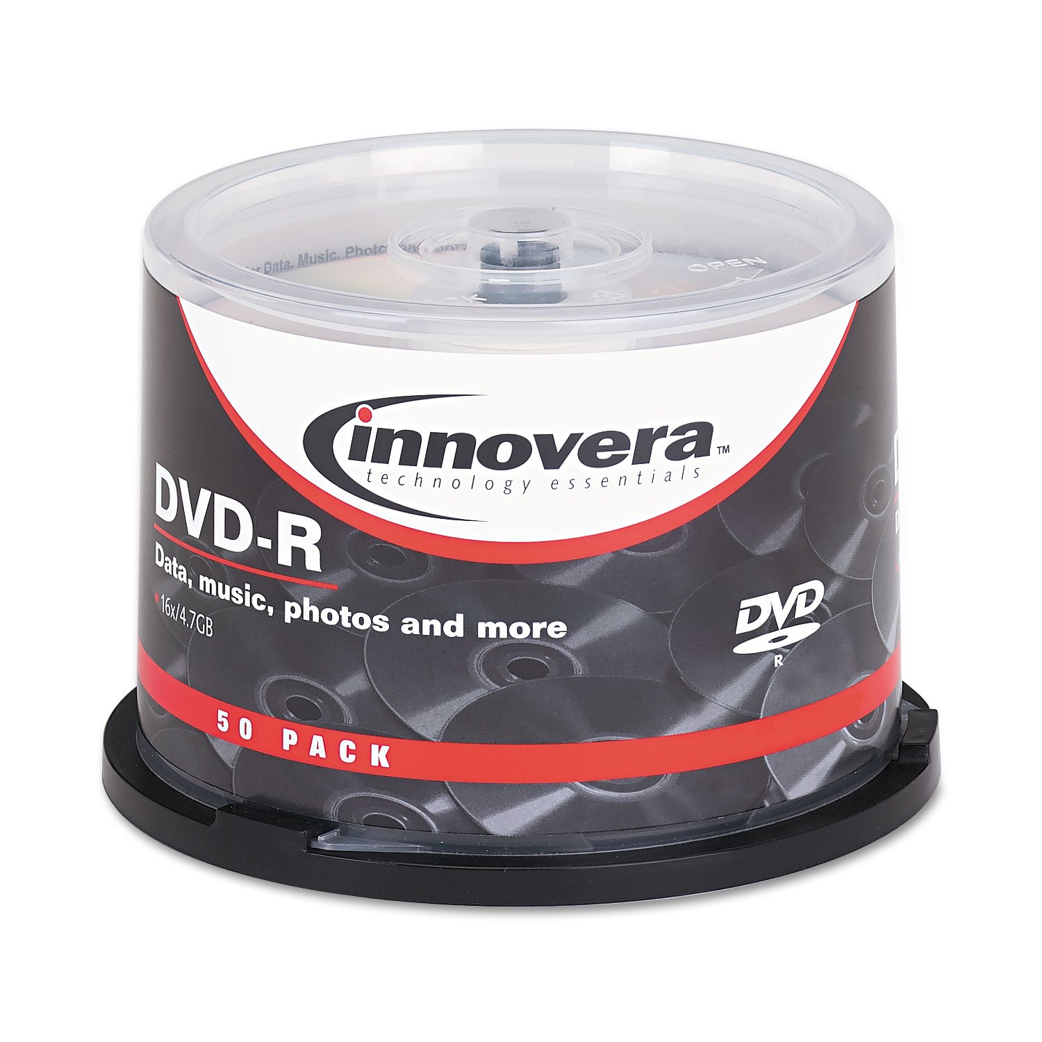 Innovera 46850 DVD-R Discs, 4.7GB, 16x, Spindle, Silver, 50/Pack