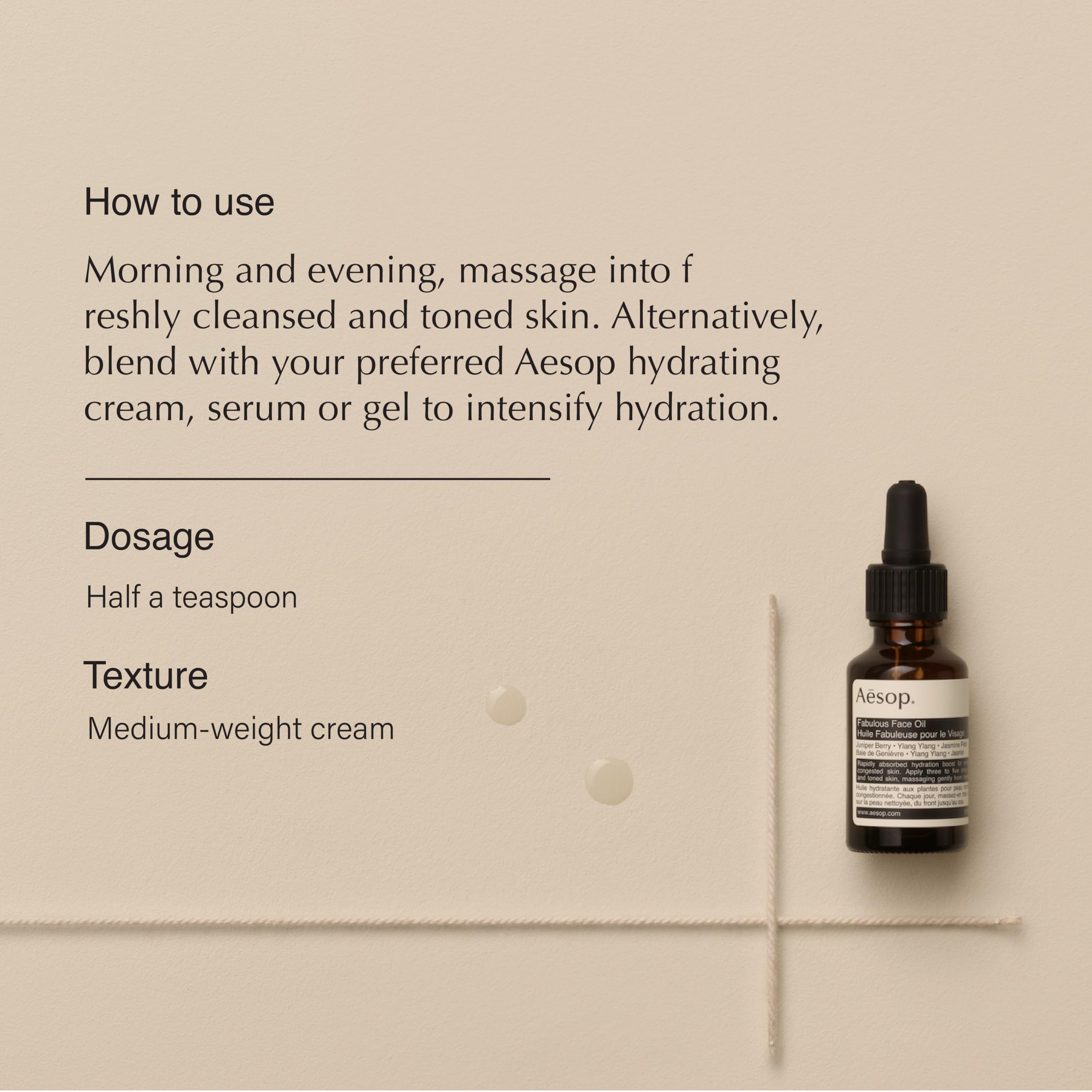 Aesop Fabulous Face Oil - Concentrated Hydrating Formulation - Boosted with Botanicals for Purifying, Balancing and Skin-Softening - 0.8 oz