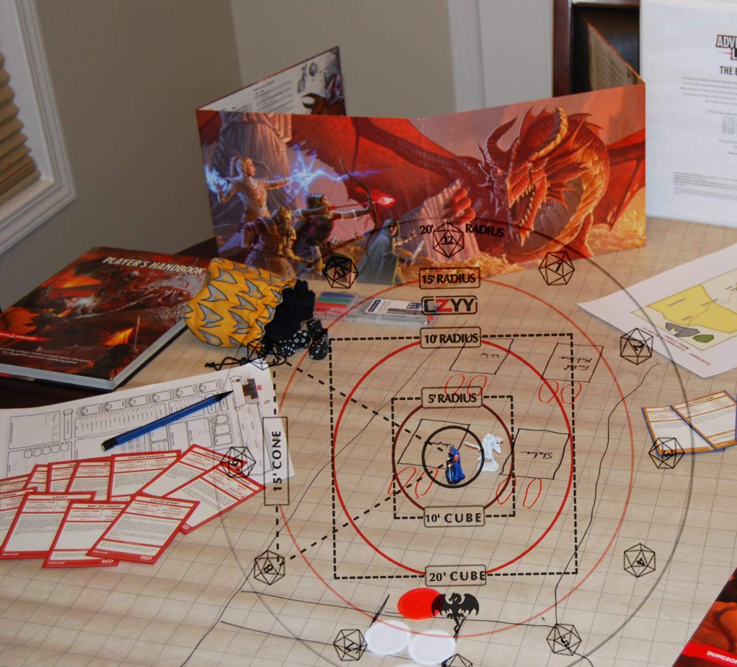 CZYY Spell Template Set for Dungeons and Dragons, Pathfinder, D&D and Tabletop RPG