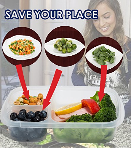 Meal Prep Containers 7-16 Pack Bento Lunch Boxes - 3 Compartment Food Storage Container with Lids (Colorful, 7-3)