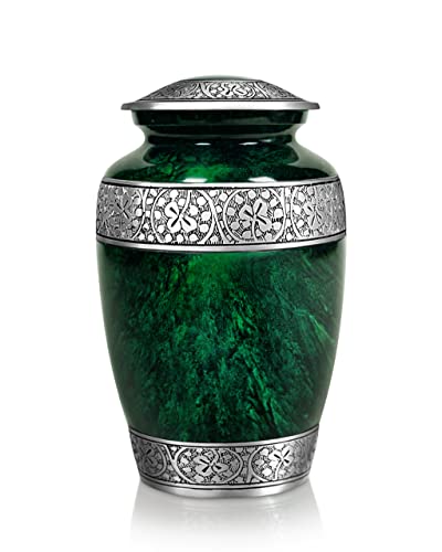 SmartChoice Cremation Urn for Human Ashes – Handcrafted Funeral Memorial Urn Green (Adult)