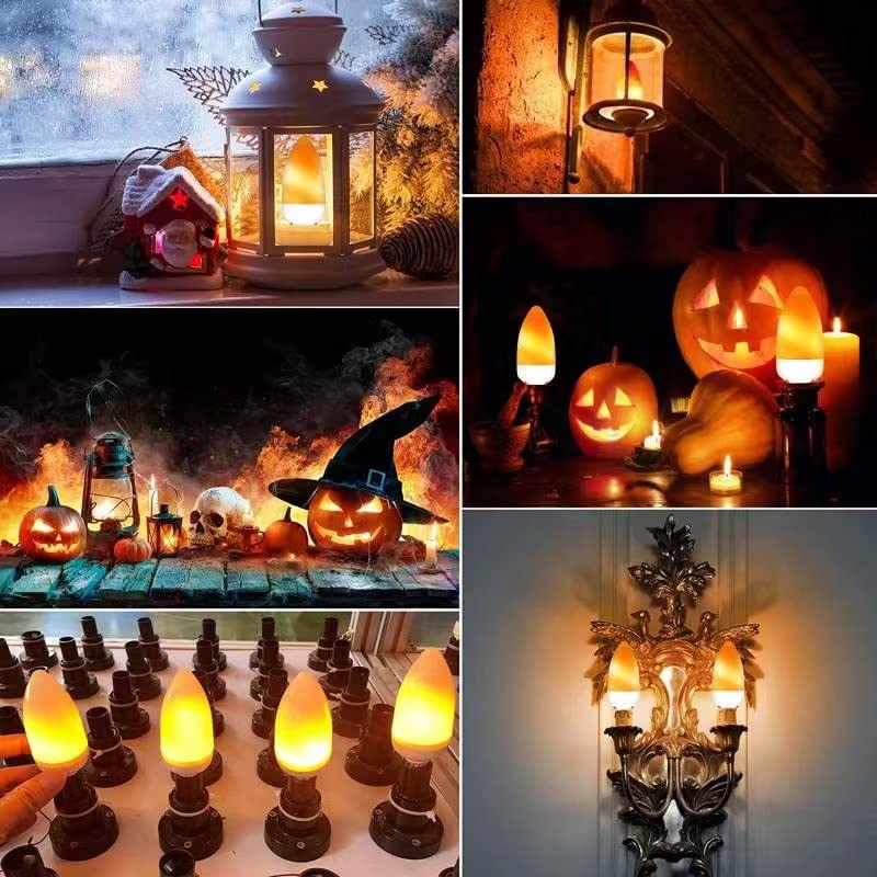 Baeyateda LED Flame Effect Light Bulb E26 Flickering Candle Light Bulbs Atmosphere Lamp for Home Gardens Wedding Party Halloween Christmas 2pcs