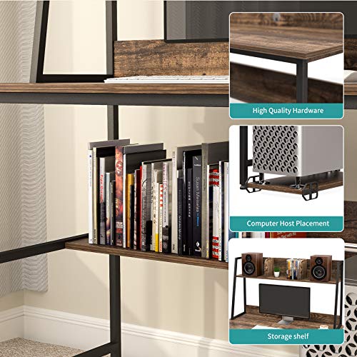 Mecor Computer Desk Study Writing Table for Home Office ,Modern Writing Study Desk with Storage Bookshelf and CPU Stand for Small Spaces, PC Laptop Table Workstation for Home Office…