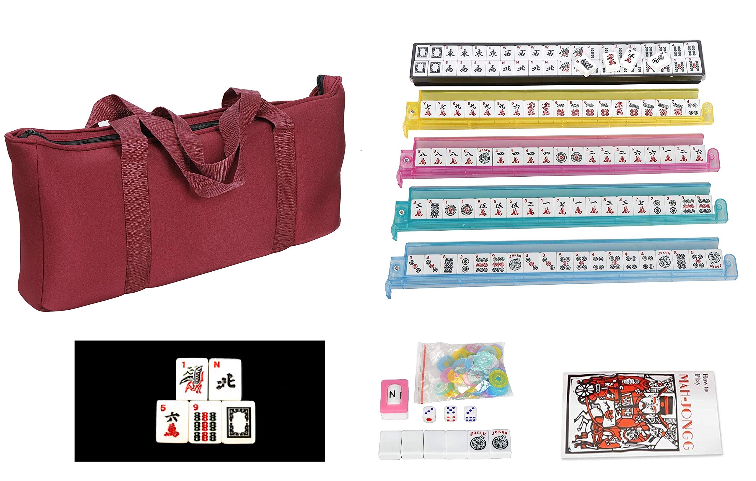 American Mah Jongg Complete Set, 166 Tiles with All in one Combo Rack with Soft Bag