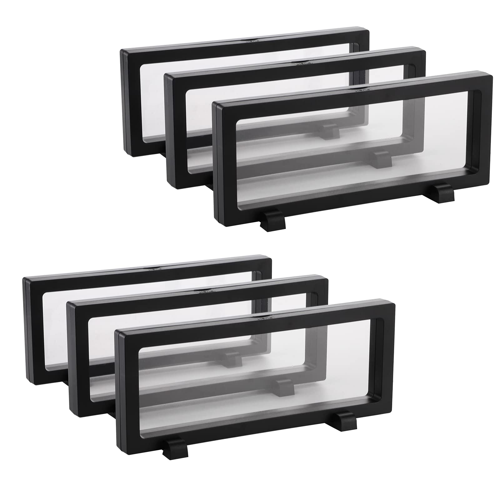 Dicunoy 6 PCS 3D Floating Display Case, Coins Display Stand Holder for Jewelry, Large Suspension Money Frame Box for Dollar Bill, Medallions, Fossils, Rocks, Stamps, 9" x 3.54" x 0.75"