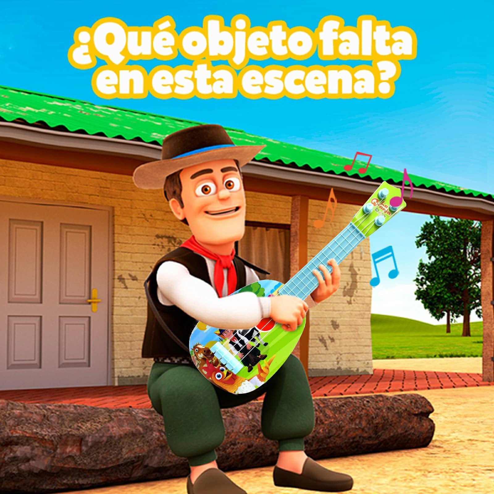 La Granja de Zenon 15" Inch Kids Ukulele Guitar Toys with 4 Strings Keep Tones,Kids Ukulele for Beginner,Mini Ukulele Guitar Musical Instruments Educational Learning Toys for Toddler 1-3 Year Old Kids
