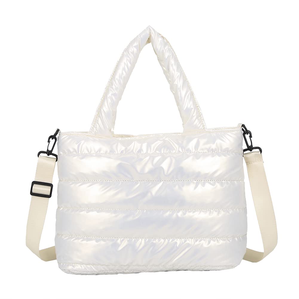 AZURAOKEY Puffer Tote Bag for Women, Quilted Cotton Padd, Women t Lattice Pattern Shoulr Bag nter n Cotton Padd Shoulr Bag n Padding-e