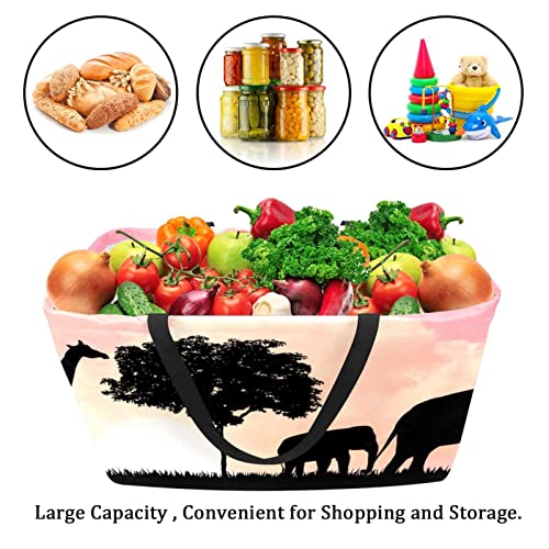 LORVIES Large Rectangular Baskets for Storage, Elephants Giraffe Nature Closet Storage Bins Organizing Baskets