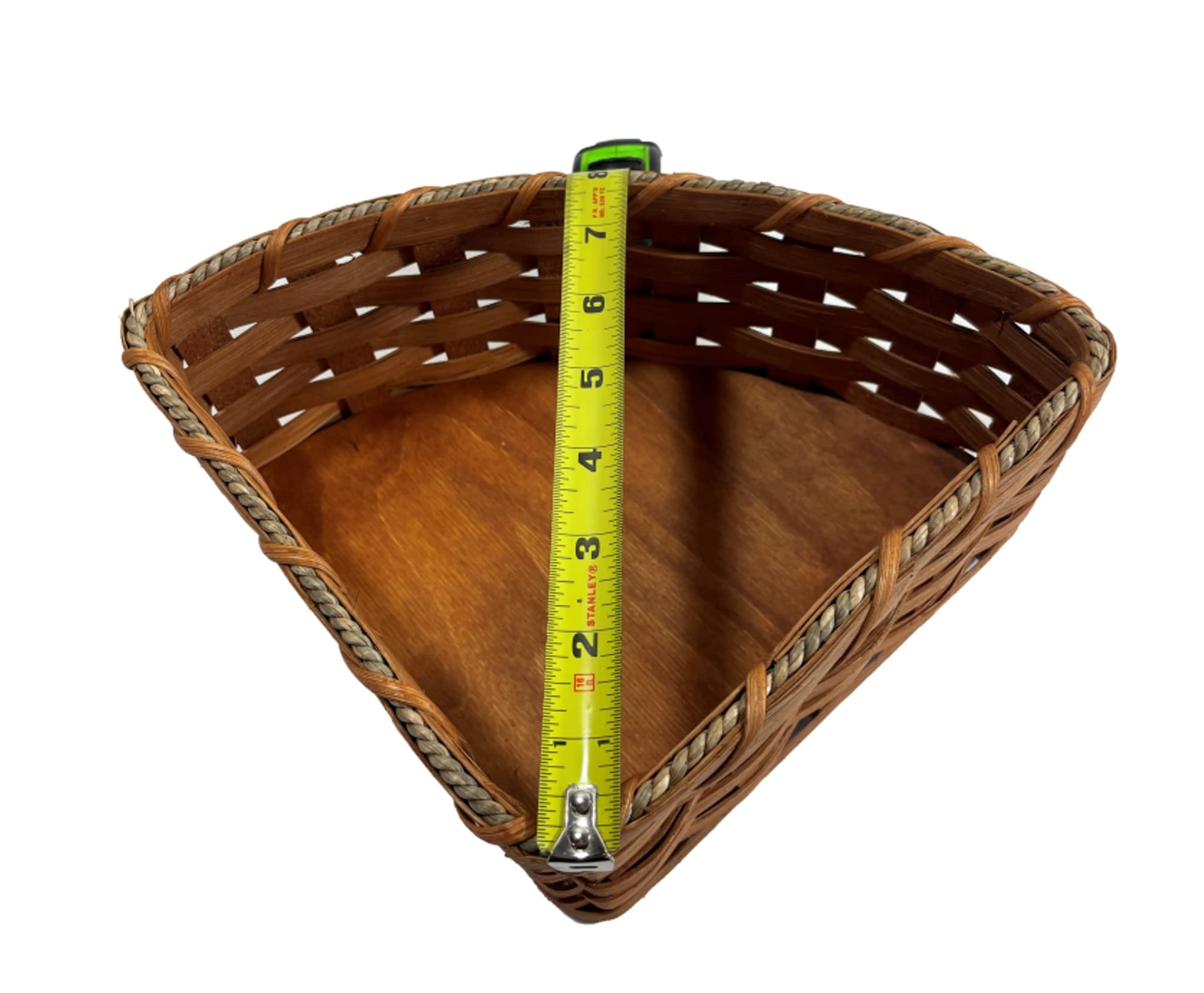 Amish Corner Storage Handmade Solid Oak Woven Wicker Basket (Medium)