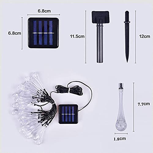HUADA Solar String Lights Outdoor, LED Raindrop Solar Powered Fairy Lights Waterproof Multicolour Festival Decorative Lighting for Garden Patio Home Fences