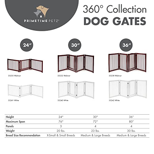 Primetime Petz 360 Configurable Dog Gate with Door โ Indoor Freestanding Walk Through Wood Pet Gate,Walnut