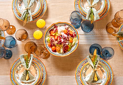 Euro Ceramica Duomo Collection Italian-Inspired 18" Oval Ceramic Serving Platter, Floral Design, Multicolor