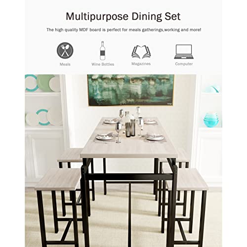 Dining Table Set for 4, 5 Pieces Kitchen Table and Chairs for Small Spaces, Bar Table and Chairs Set, Person Counter Height Table Set with 4 Chairs for Pub Restaurant Dinner Breakfast(Oak)