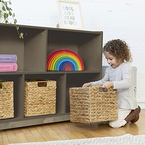 ECR4Kids 5-Compartment Mobile Storage Cabinet, 30in, Classroom Furniture, Grey Wash