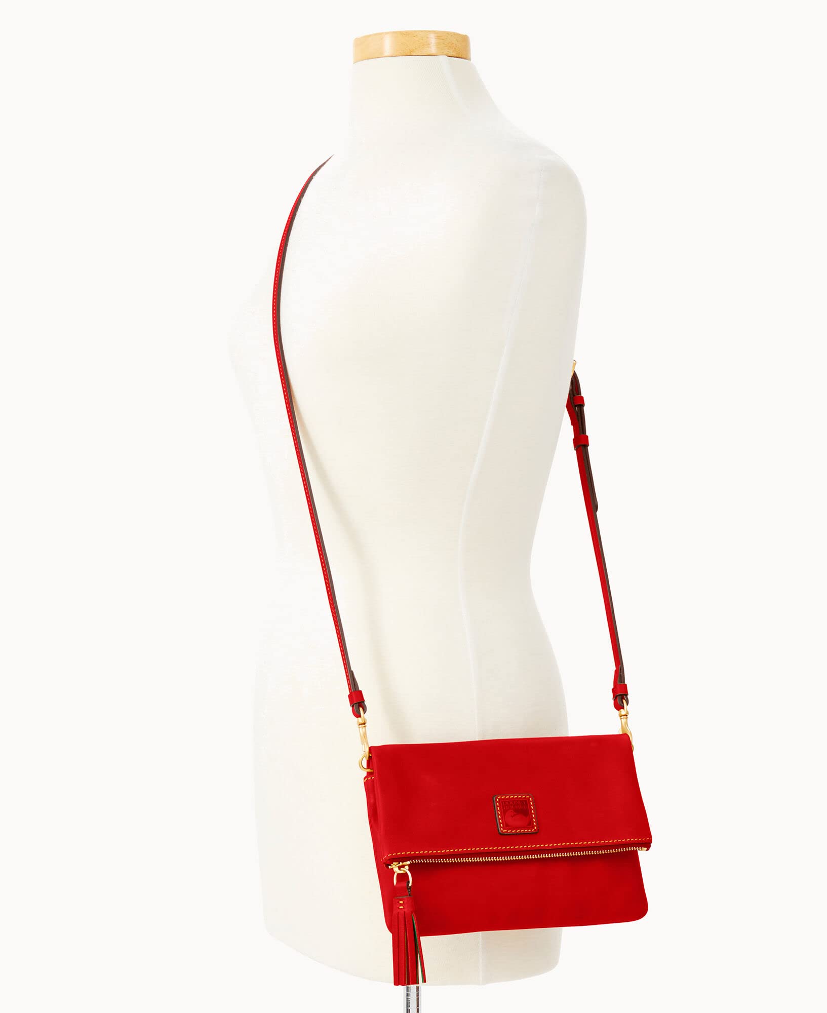 Dooney & Bourke Handbag, Florentine Foldover Zip Crossbody - Red