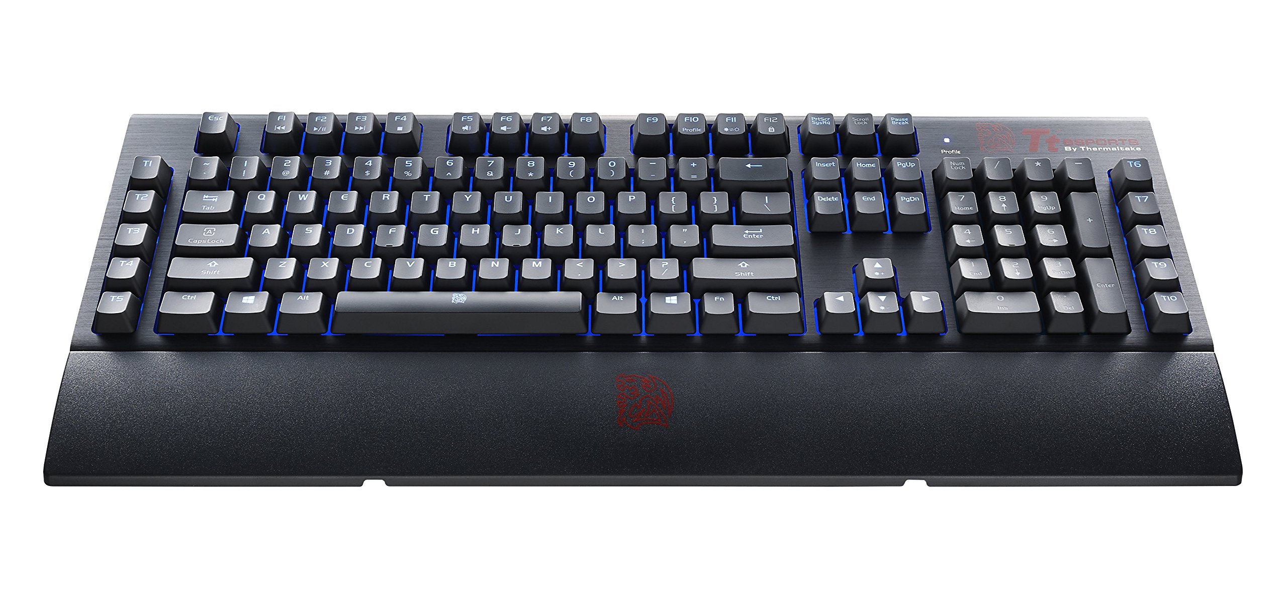 Thermaltake Tt e Sports Poseidon Z Forged Aluminum Faceplate with Built-in USB Port & Sound Card Brown Switches Blue Backlight Mechanical Gaming Keyboard KB-BAZ-KBBLUS-04